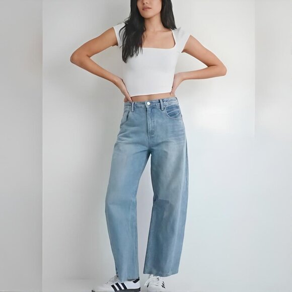 Blank NYC | Jeans | Blanknyc Raw Hem Barrel Jeans High Rise Light Wash ...